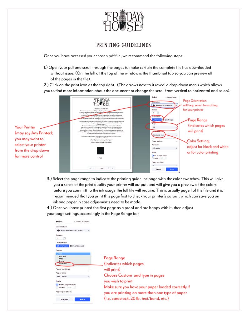 Printing Guidelines - Friday House