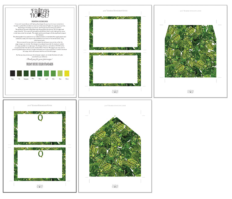 Scarab Monogram 4x6 Emerald Q - Friday House