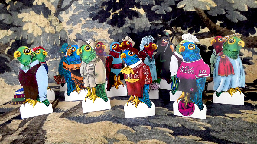 Parrot Collection Paper Doll Line Drawing - Friday House